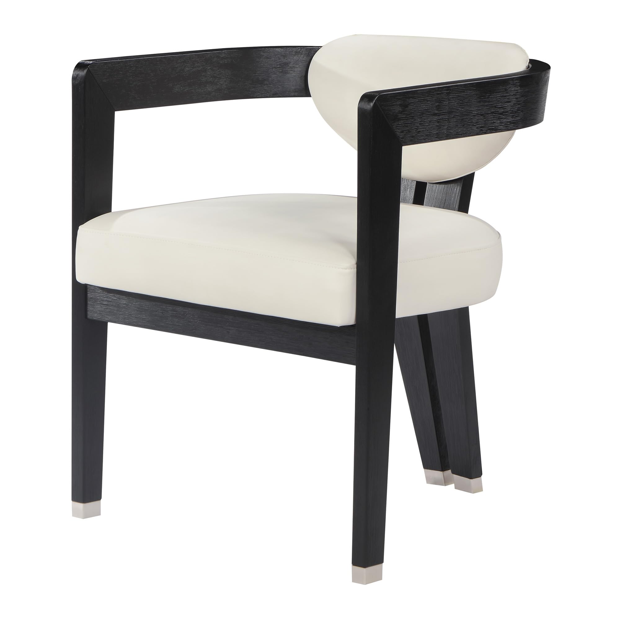 Best Master Furniture Noelani Mid-Century Modern Wooden Dining Faux Leather Cream Cushions, 1 Chair, Black