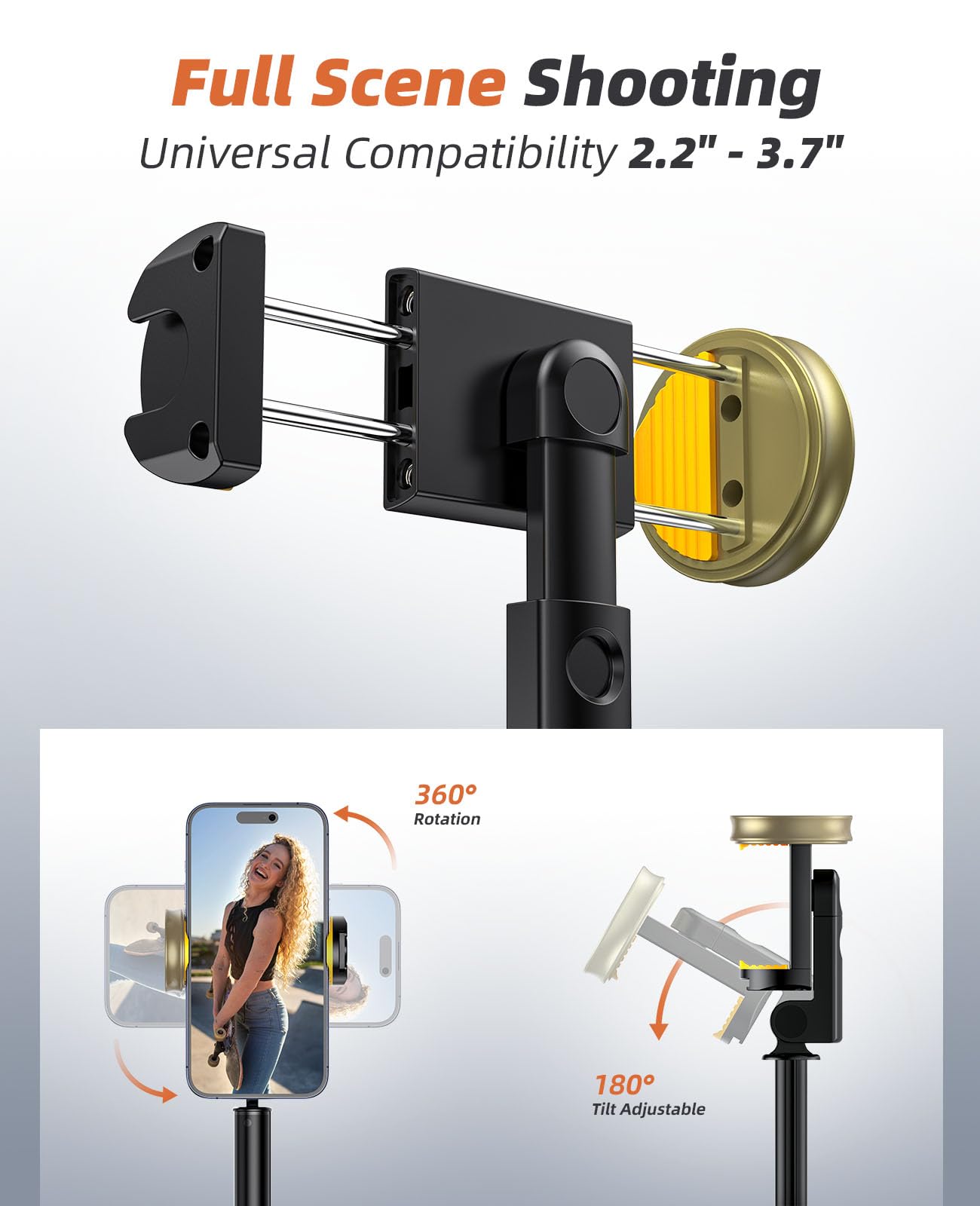 62" Phone Tripod & Selfie Stick, Tripod for iPhone with Remote, All-in-1 Cell Phone Stand, Portable, Lightweight Extendable for Selfies Video Recording Vlog, Compatible with iPhone Android
