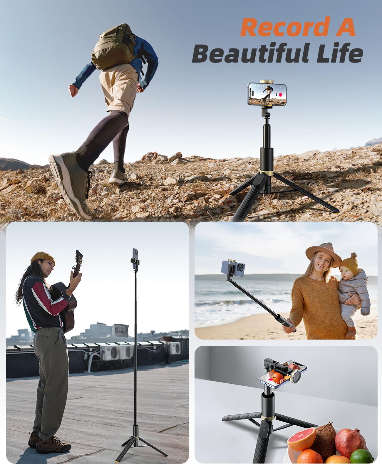 62" Phone Tripod & Selfie Stick, Tripod for iPhone with Remote, All-in-1 Cell Phone Stand, Portable, Lightweight Extendable for Selfies Video Recording Vlog, Compatible with iPhone Android