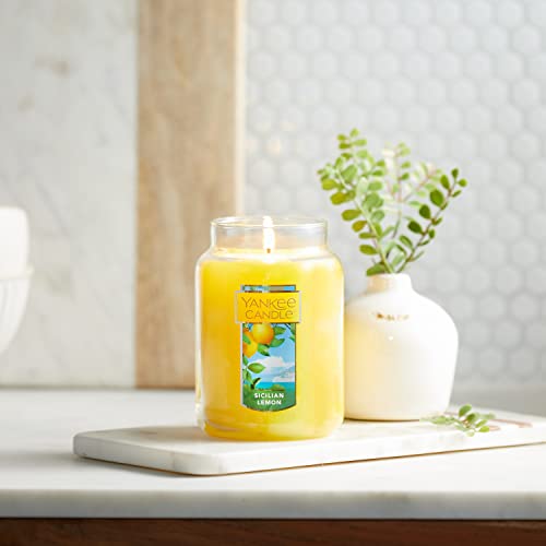 Yankee Candle Sicilian Lemon Scented Classic 22oz Large Jar Single Wick Candle, Over 110 Hours of Burn Time, Perfect for Home Decor, Parties, and Gifts (Pack of 2)