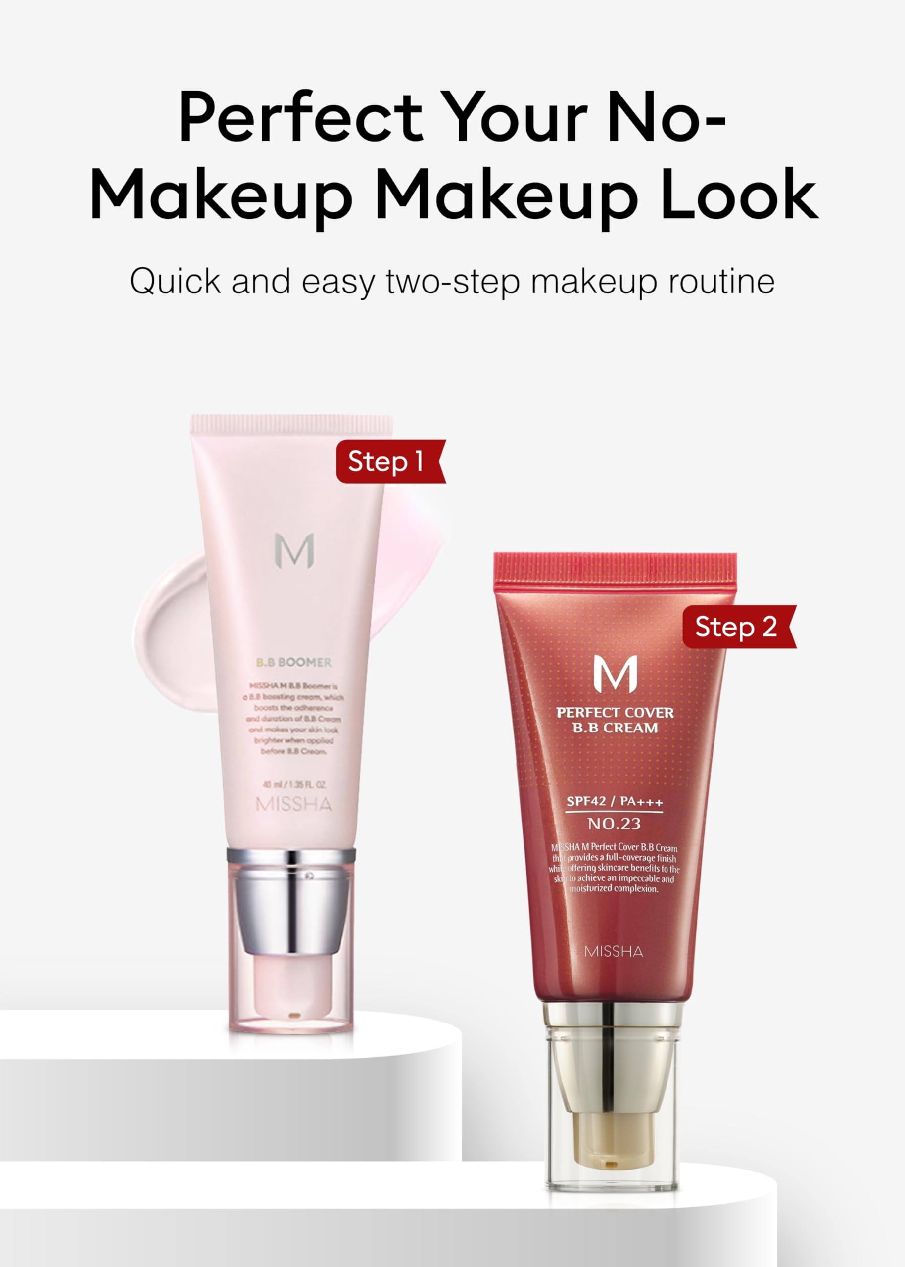 MISSHA BB ESSENTIALS KIT M PERFECT COVER BB CREAM No.23 Natural Beige/SPF 42 PA+++ 1.69 oz & M BB Boomer 1.35 oz -Lightweight, Multi-Function, High Coverage