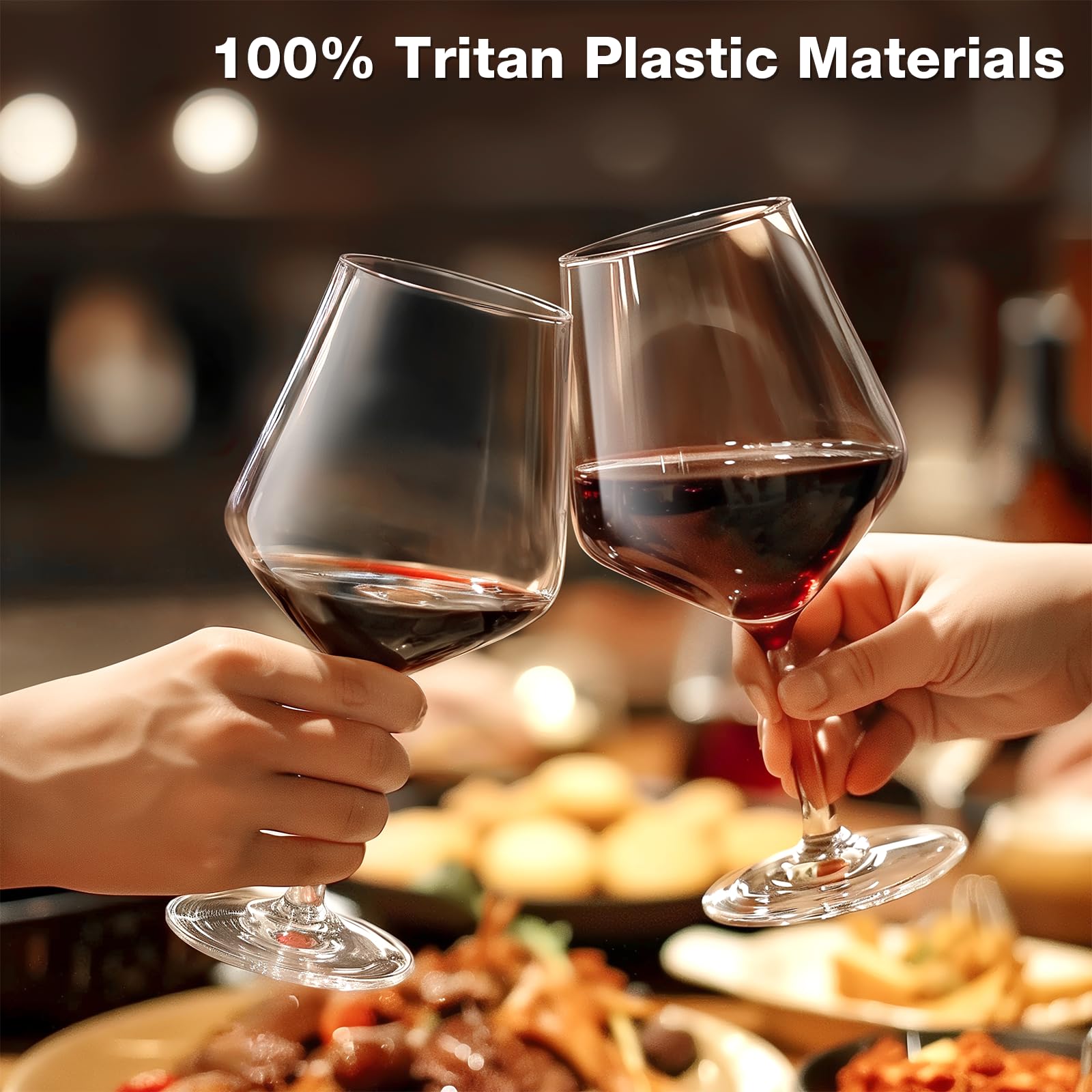 Hlukana Unbreakable Wine Glasses Set of 6, 16 oz Plastic Wine Glasses with Stem, BPA Free, Reusable Wine Glass for Poolside, Outdoors Camping Picnic Restaurants Home Bar Christmas Unique Gift