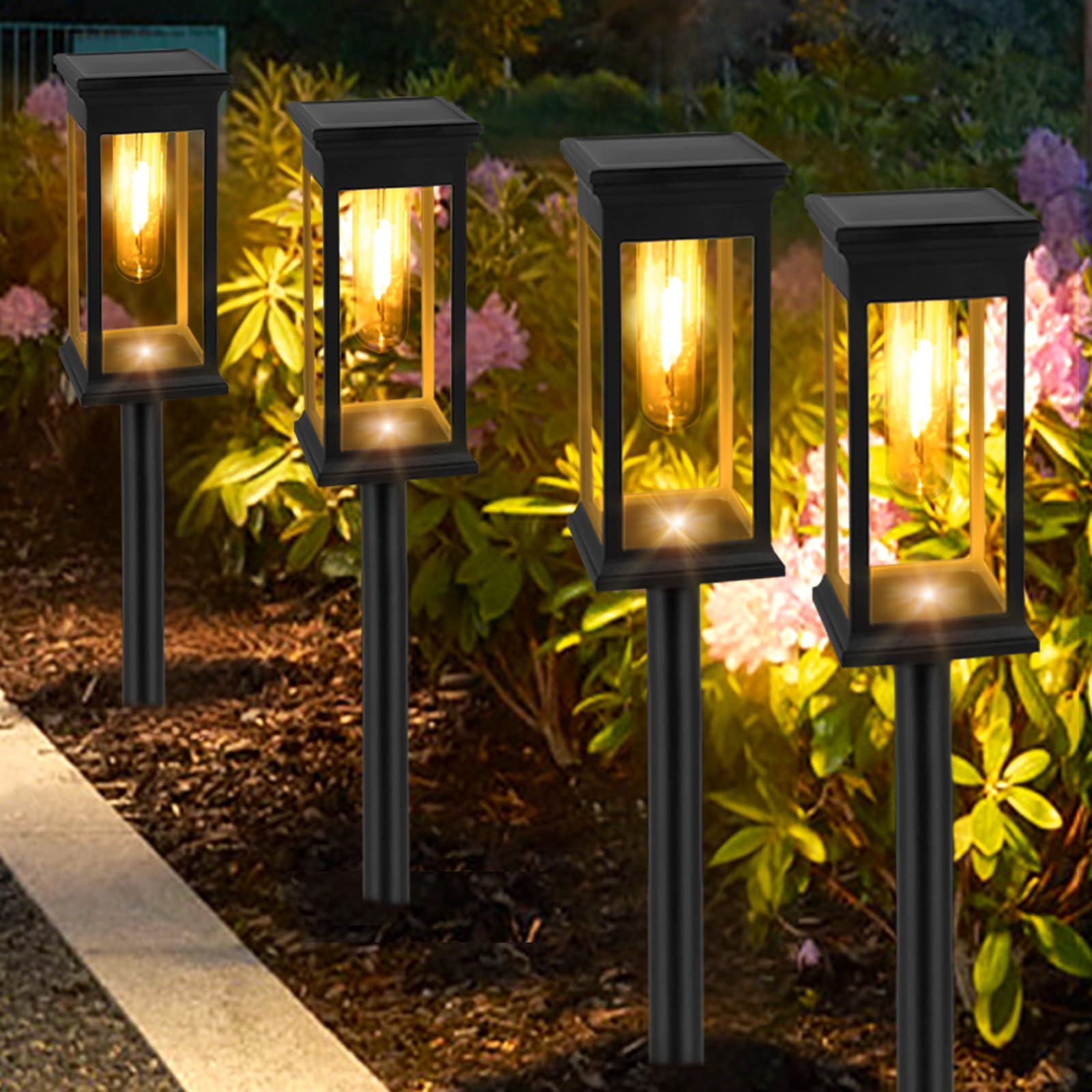 MJIAHOMDEC Solar Lights Outdoor Waterproof,8 Pack LED Solar Pathway Lights Outdoor,Solar Walkway Lights Garden Lights Solar Powered for Outside,Landscape,Path,Yard,Patio,Driveway