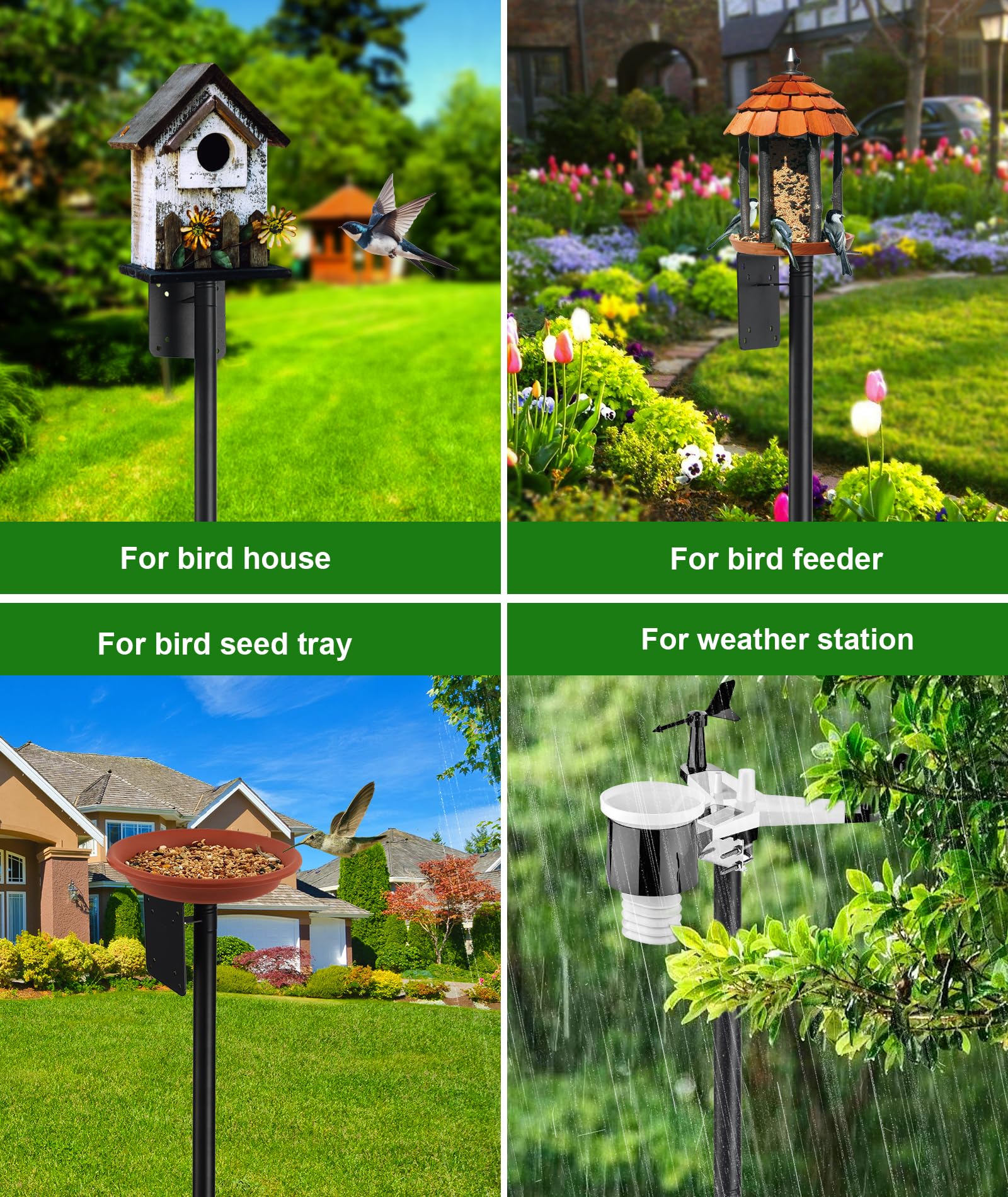 Bluebird House Pole 109 Inch, Heavy Duty Bird Feeder Pole for Outdoors, Adjustable Smart Bird Feeder Stand, Bird Buddy Mounting Pole