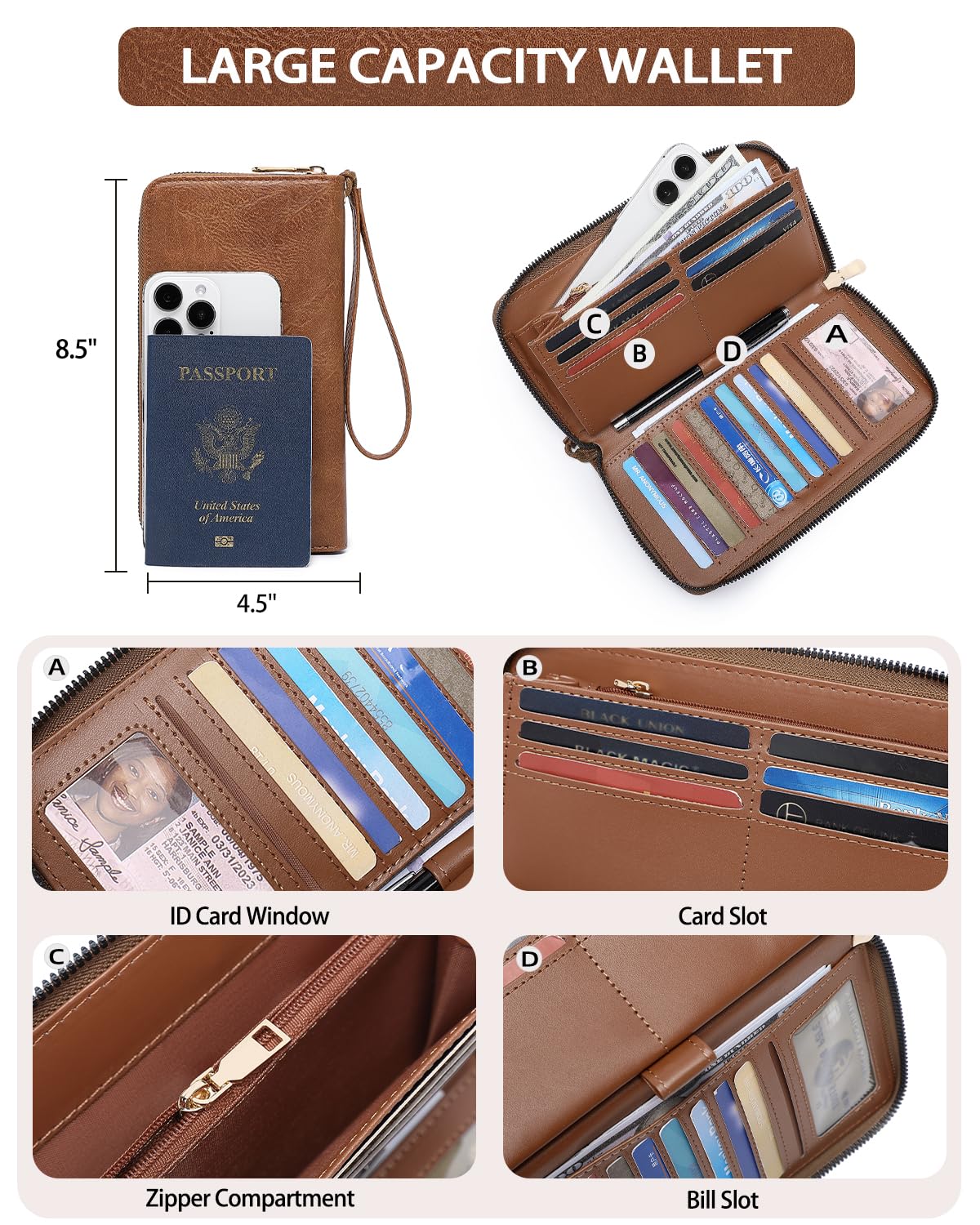 Purses for Women 3PCS, Crossbody Bags Set Large PU Leather Purse Shoulder Handbags with Wallet Adjustable Straps for Ladies Tote, Brown