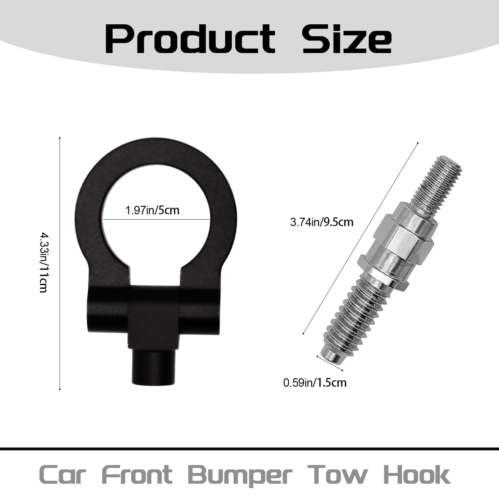 Car Front Bumper Tow Hook, Metal Bumper Pulls Trailer Rotary Tow Hooks, Universal Foldable Auto Repair Parts, Suitable for Truck SUV Car (Black)