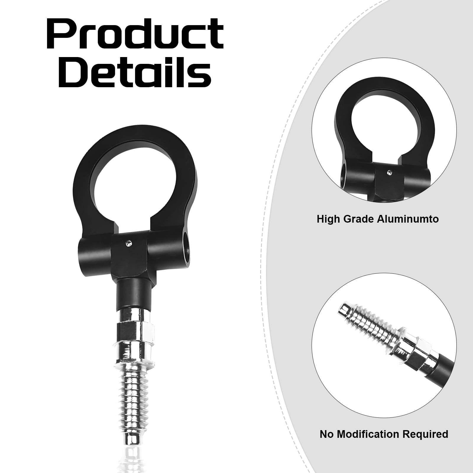 Car Front Bumper Tow Hook, Metal Bumper Pulls Trailer Rotary Tow Hooks, Universal Foldable Auto Repair Parts, Suitable for Truck SUV Car (Black)