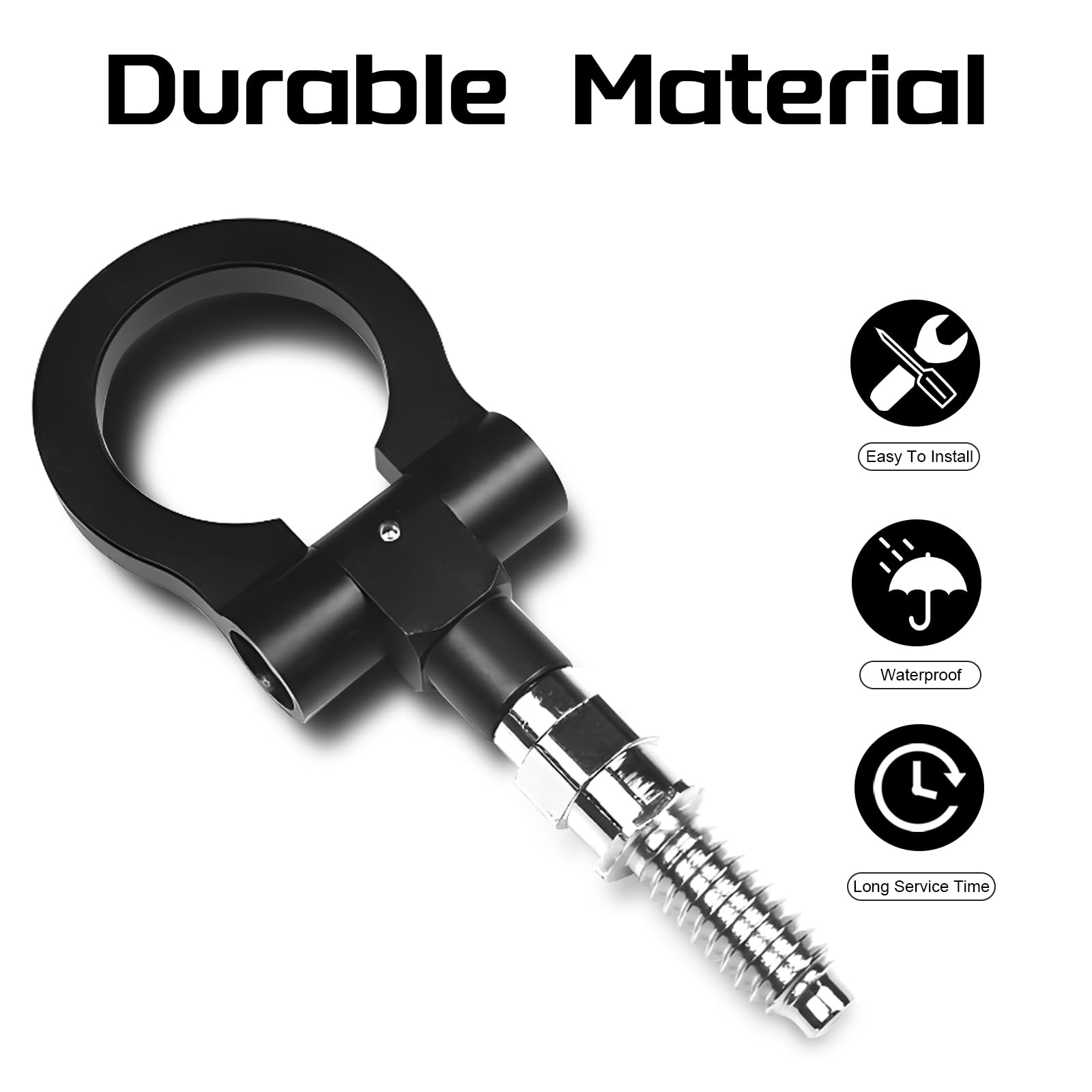 Car Front Bumper Tow Hook, Metal Bumper Pulls Trailer Rotary Tow Hooks, Universal Foldable Auto Repair Parts, Suitable for Truck SUV Car (Black)