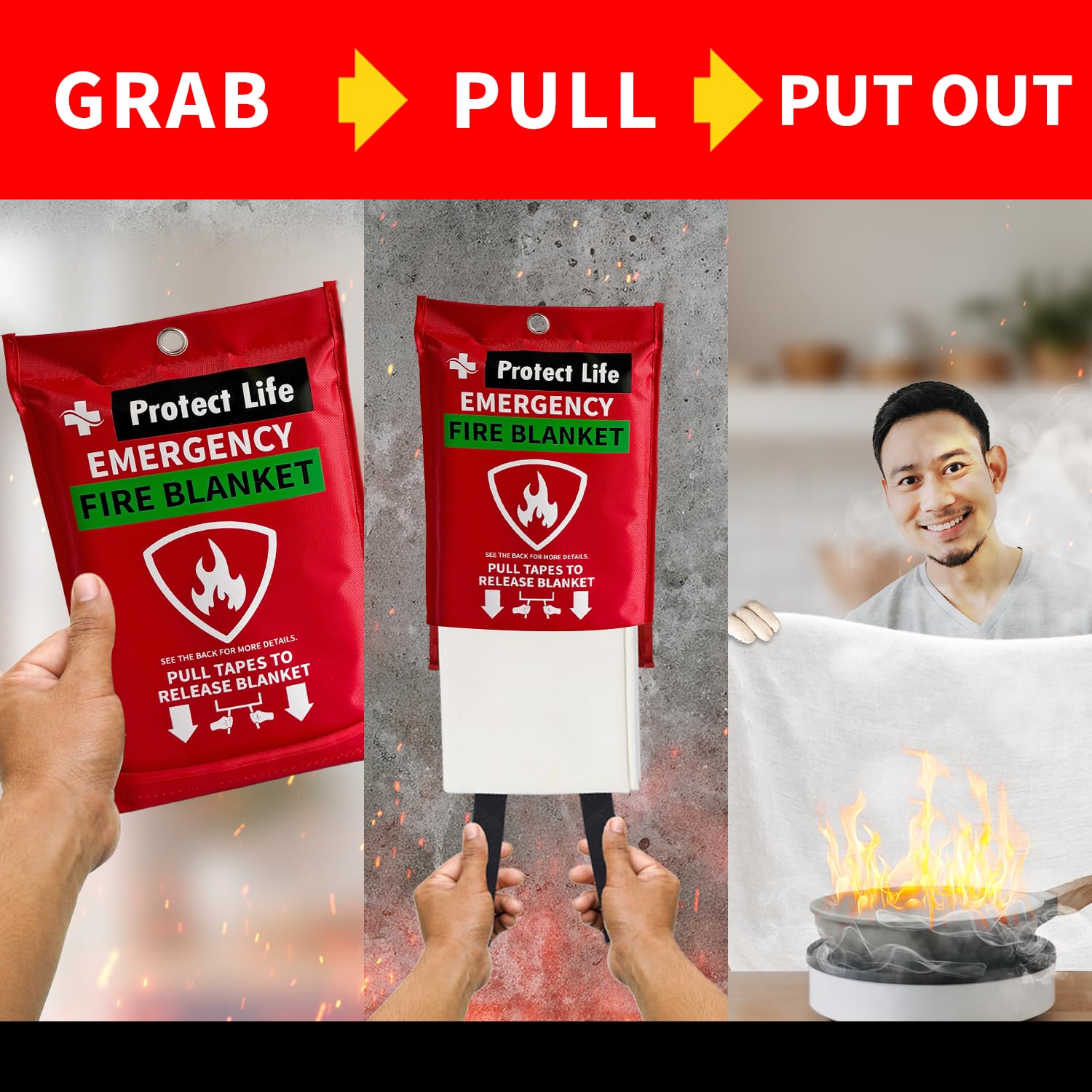 Protect Life Saving Fire Blanket Essential Safety Tools for Home, Workplace, and Travel 2 Pack 40 by 40 inches Fire Retardant Blankets Your First Line of Defense Against Emergencies