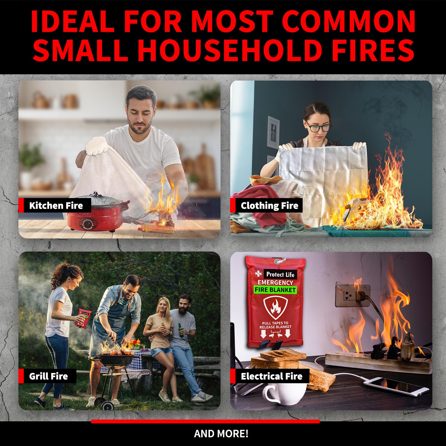 Protect Life Saving Fire Blanket Essential Safety Tools for Home, Workplace, and Travel 2 Pack 40 by 40 inches Fire Retardant Blankets Your First Line of Defense Against Emergencies