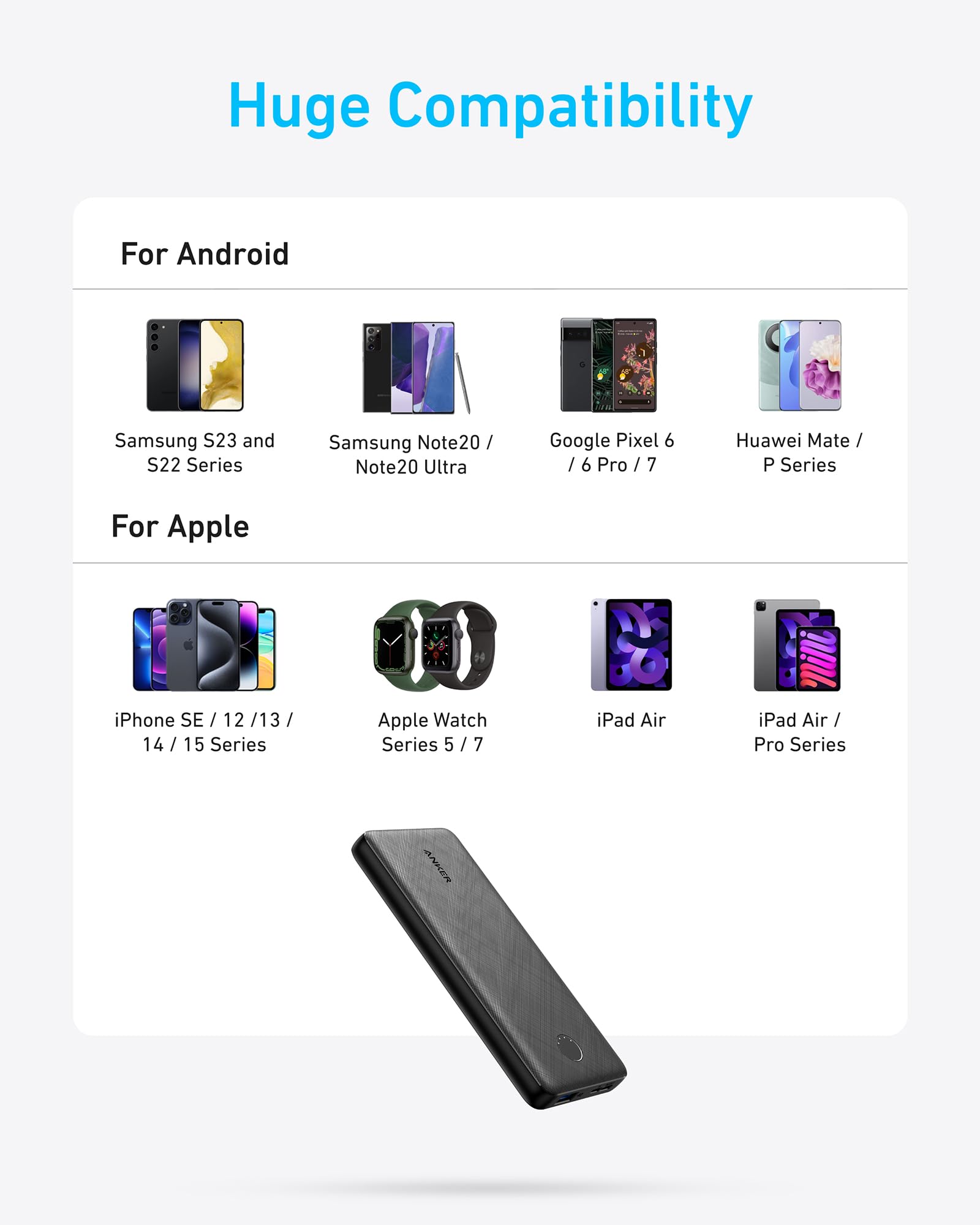 Anker Power Bank(PowerCore 10K),Compact Travel-Ready 10,000mAh Battery Pack with PowerIQ Charging Technology,5V/3A High-Speed Charging for iPhone,iPad,and More (USB-C Input and Output(Black),1pack)