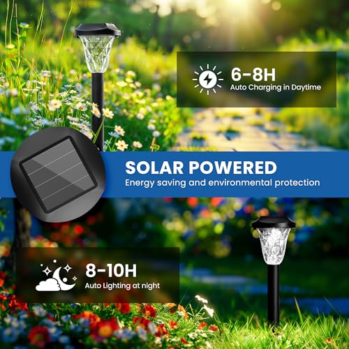 GIGALUMI Solar Outdoor Lights,Solar Lights Outdoor Waterproof 16 Pack,Cool White Solar Pathway Lights for Outside,Outdoor Lights Solar Powered Garden Decoration for Pathway,Patio,Lawn,Yard