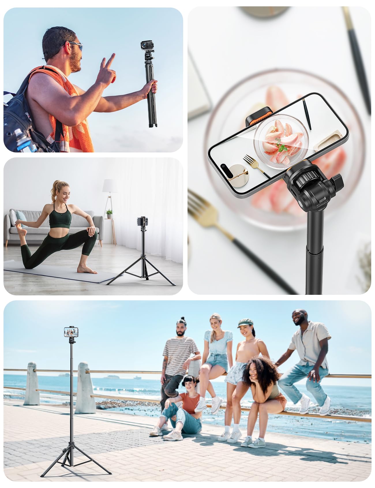 71'' Phone Tripod & Selfie Stick, Tripod for iPhone with Detachable Remote, Portable Phone Tripod Stand for Video Recording, Travel Tripod for Cell Phone, Compatible with Smartphones, DSLR