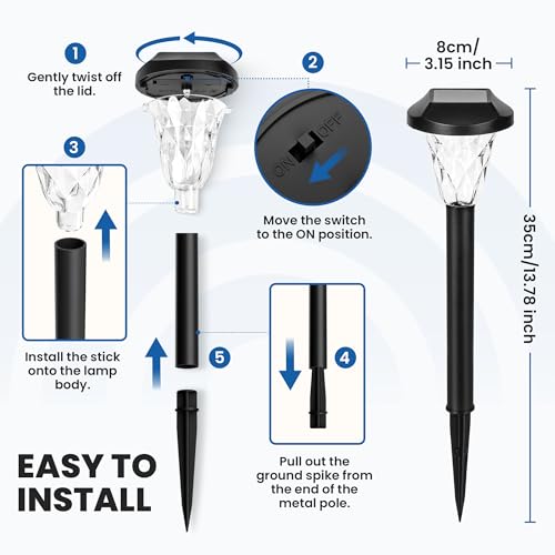 GIGALUMI Solar Outdoor Lights,Solar Lights Outdoor Waterproof 16 Pack,Cool White Solar Pathway Lights for Outside,Outdoor Lights Solar Powered Garden Decoration for Pathway,Patio,Lawn,Yard