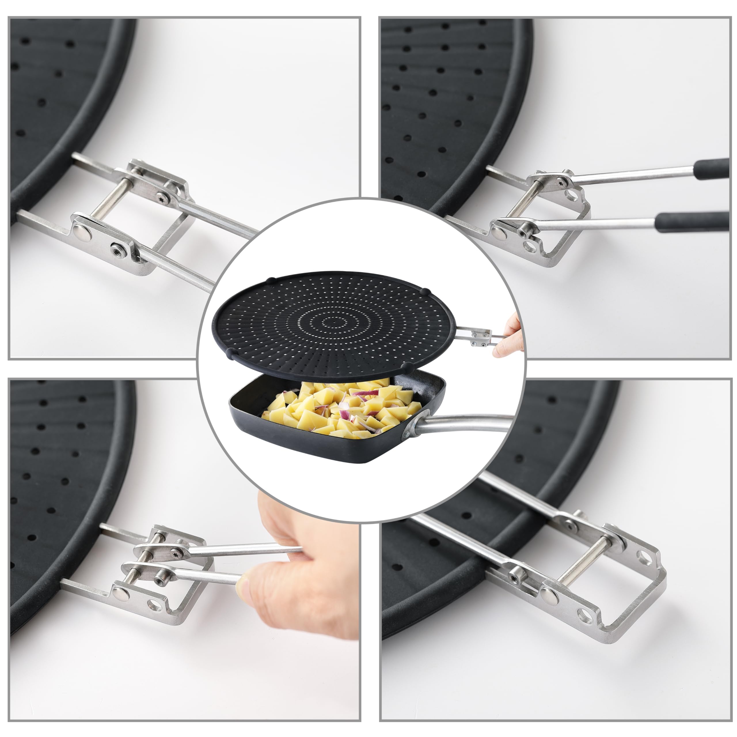 Splatter Guards for Frying, 13 Inch Silicone Grease Splatter Guard, Splatter Screen for Frying Pan with Latest Folding Handle, Cover Oil Splash When Cooking Fried Chicken or Popcorn