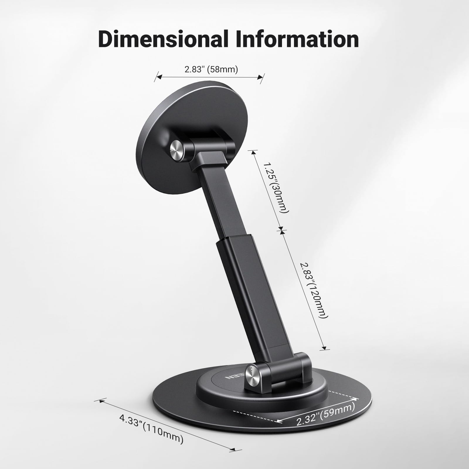 UGREEN Magnetic Phone Stand for MagSafe, Height Adjustable iPhone Stand for Desk with 360° Rotation Compatible for iPhone 16 15 Pro Max 14 Pro 13 12 and MagSafe Case, Black