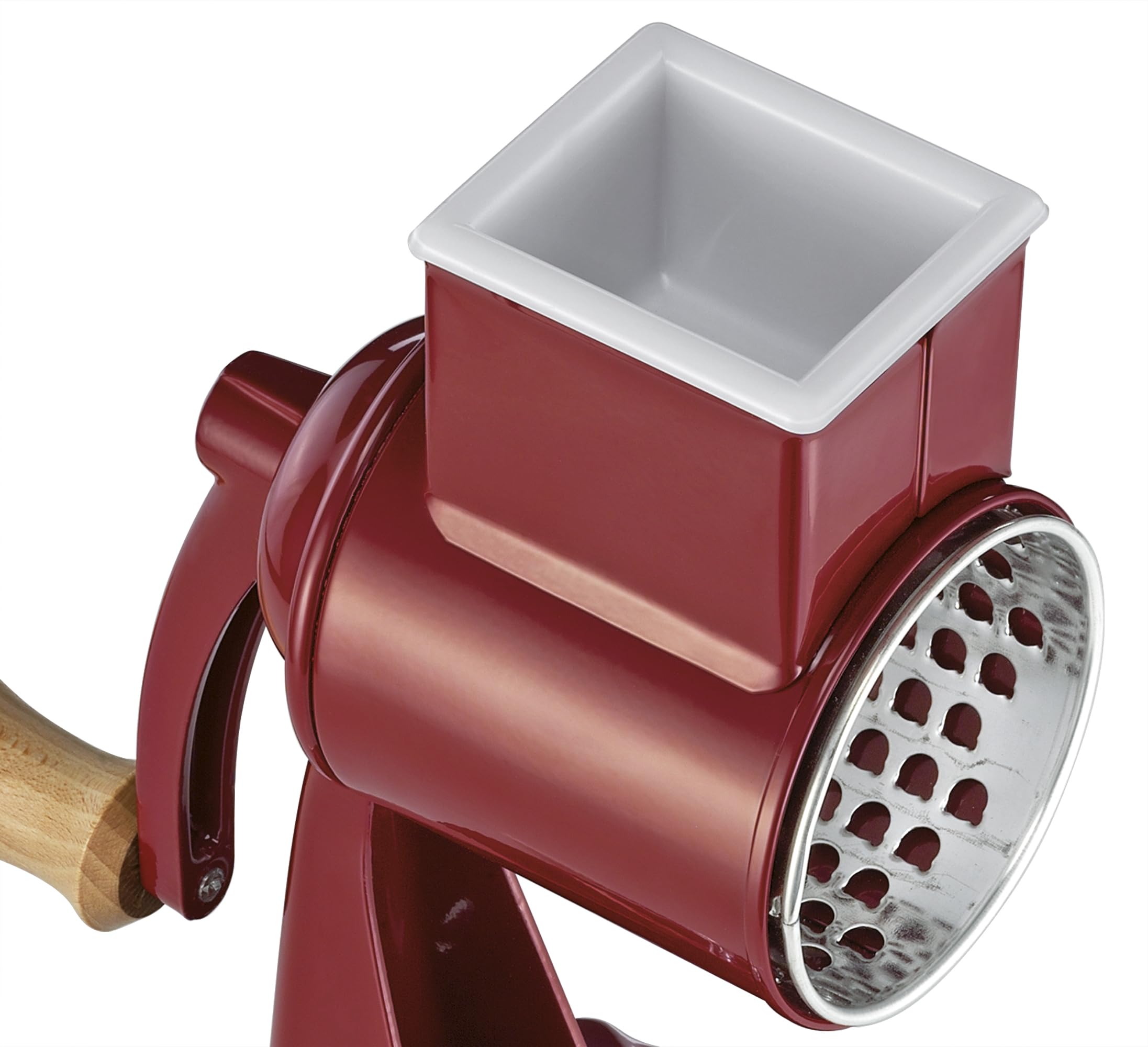 Zassenhaus Classic Drum Grater, Manual Kitchen Grater, Painted Metal, Beech Wood, Stainless Steel, Suction Base, 2 Grating Drums and Pestle, Can be Used as Vegetable Cutter, Cheese Grater and Slicer