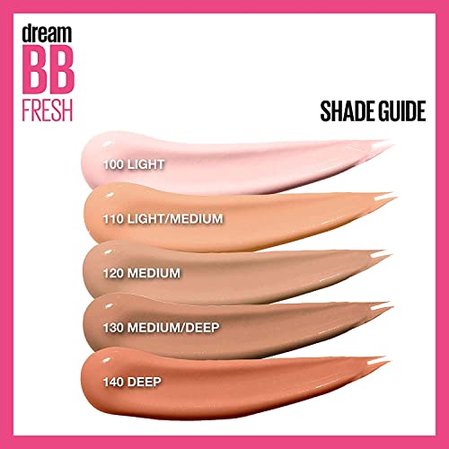 Maybelline Dream Fresh Skin Hydrating BB cream, 8-in-1 Skin Perfecting Beauty Balm with Broad Spectrum SPF 30, Sheer Tint Coverage, Oil-Free, Medium, 1 Fl Oz (Pack of 2)