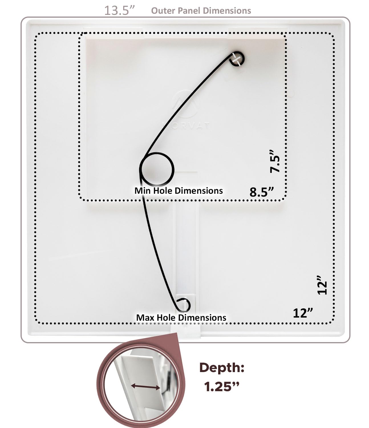 Morvat Adjustable Spring Access Panel, Fits 8"x8" - 12"x12" Inches (External 13.5"x13.5"), for Drywall, Ceiling, Electrical, Plumbing Heavy-Duty & Easy Install, Wall Hole Cover Plate, White (1-Pack)
