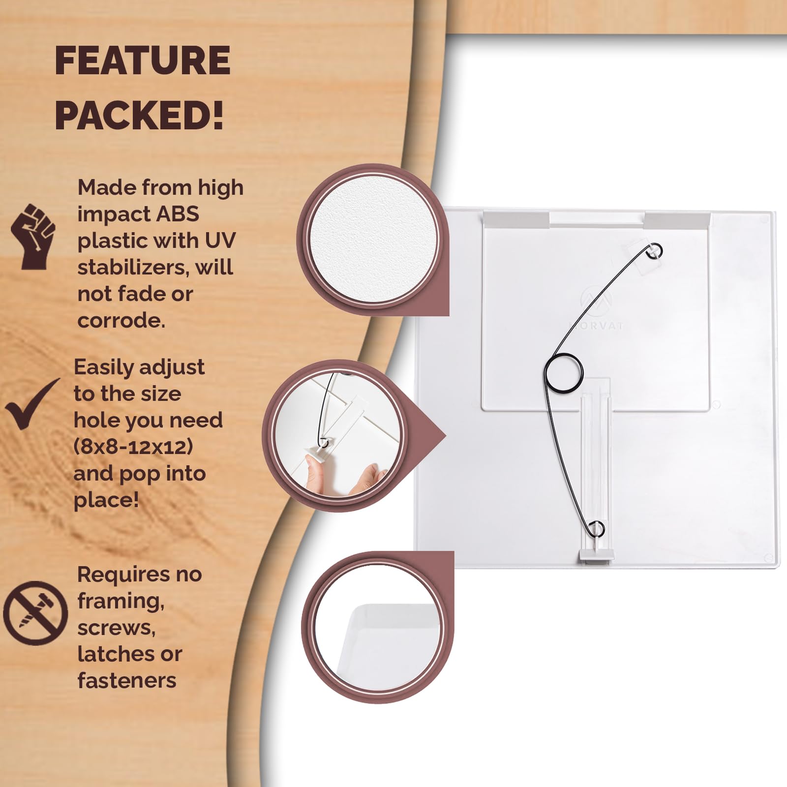 Morvat Adjustable Spring Access Panel, Fits 8"x8" - 12"x12" Inches (External 13.5"x13.5"), for Drywall, Ceiling, Electrical, Plumbing Heavy-Duty & Easy Install, Wall Hole Cover Plate, White (1-Pack)