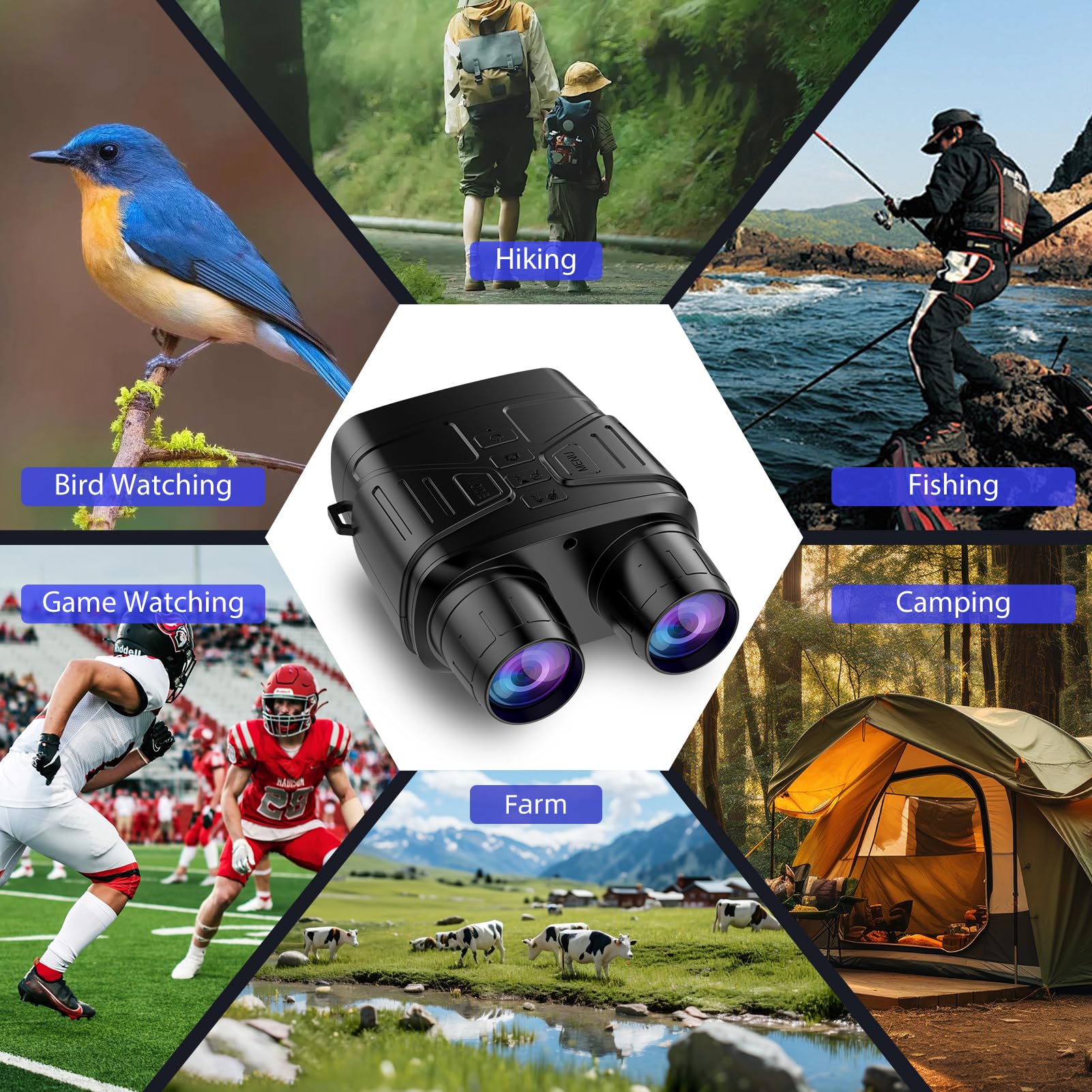 Night Vision Goggles - 4K Night Vision Binoculars with 5000mAh Rechargeable Battery, 32GB TF Card can Save Photo and Video, 3'' HD Screen for Camping & Security, Black