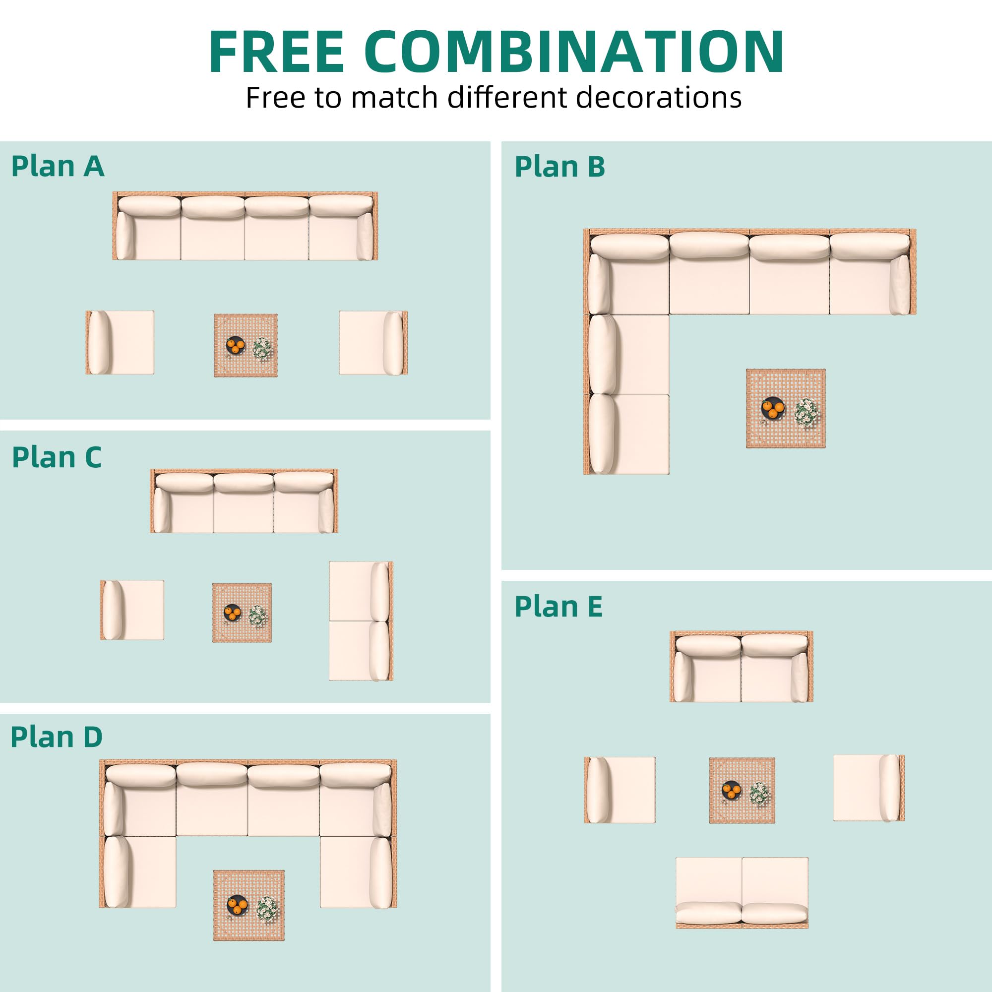 YITAHOME 7-Piece Patio Furniture Set, All-Weather PE Wicker Patio Conversation Set for Backyard Deck Poolside Porch, Outdoor Sectional Sofa with Coffee Table & Soft Cushions