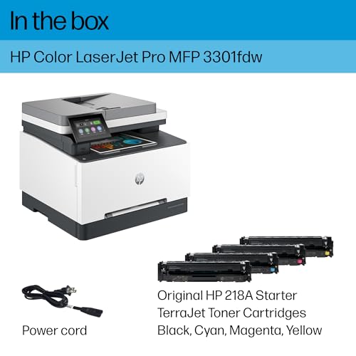 HP Color Laserjet Pro MFP 3301fdw Wireless All-in-One Color Laser Printer, Office Printer, Scanner, Copier, Fax, ADF, Duplex, Best-for-Office (499Q5F)