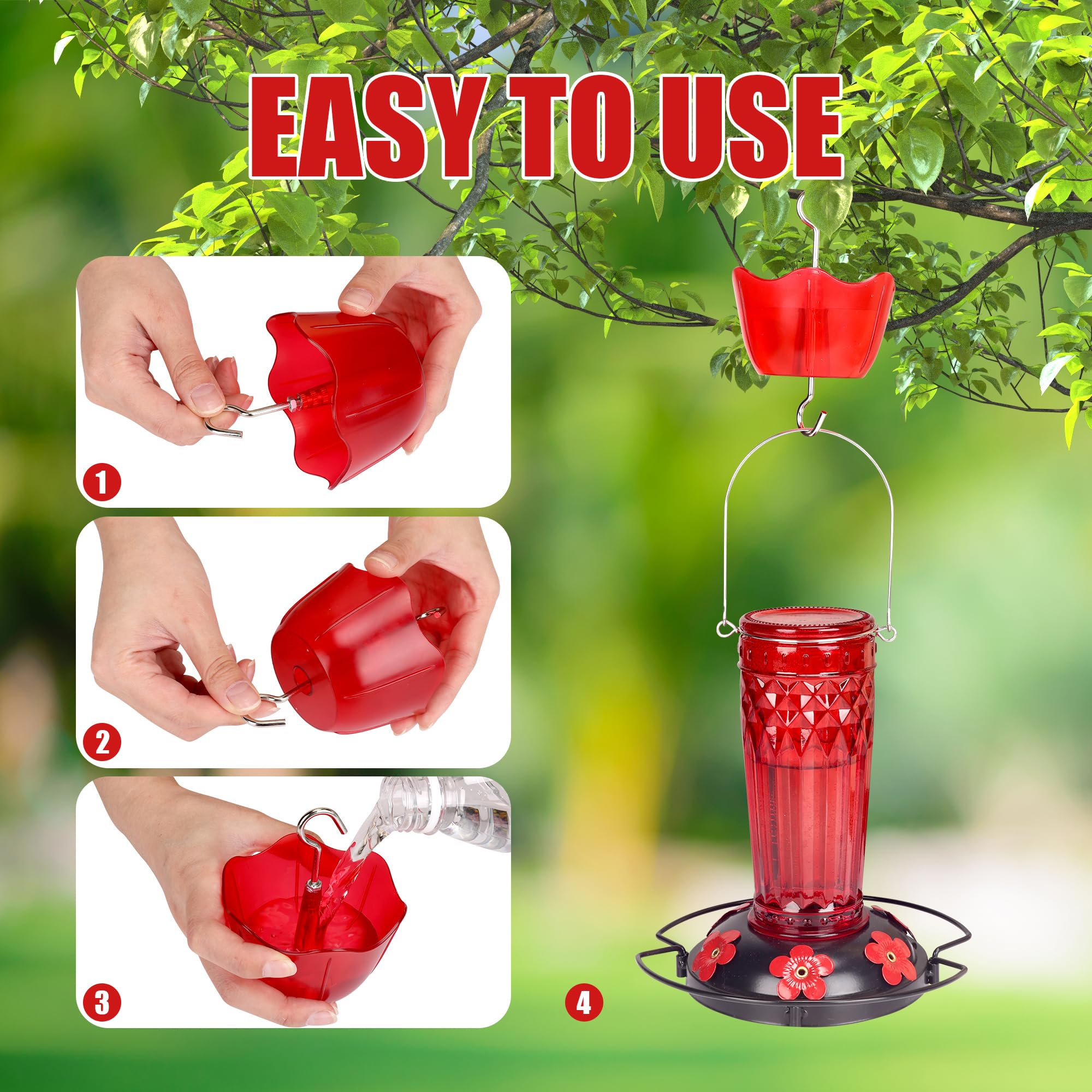 Ant Moat for Hummingbird Feeders 4 Pack,5 oz High Capacity,Suitable for Outdoor Patio Hanging Feeder, Garden Decoration, Sturdy and Leak-Proof(Bottle not Included