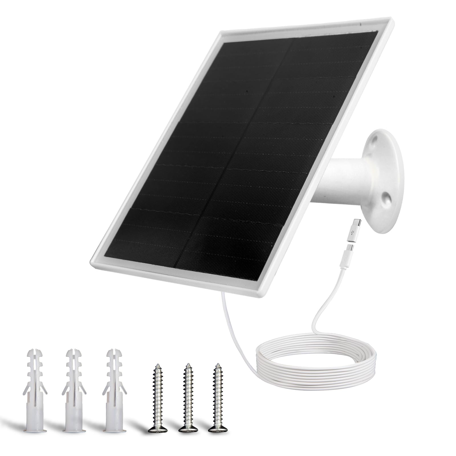 Solar Panel Charger, Solar Panel for Security Camera,6W USB Solar Panel with Micro USB & USB-C Port, IP66 Waterproof Camera Solar Panel with 360°Adjustable Mounting