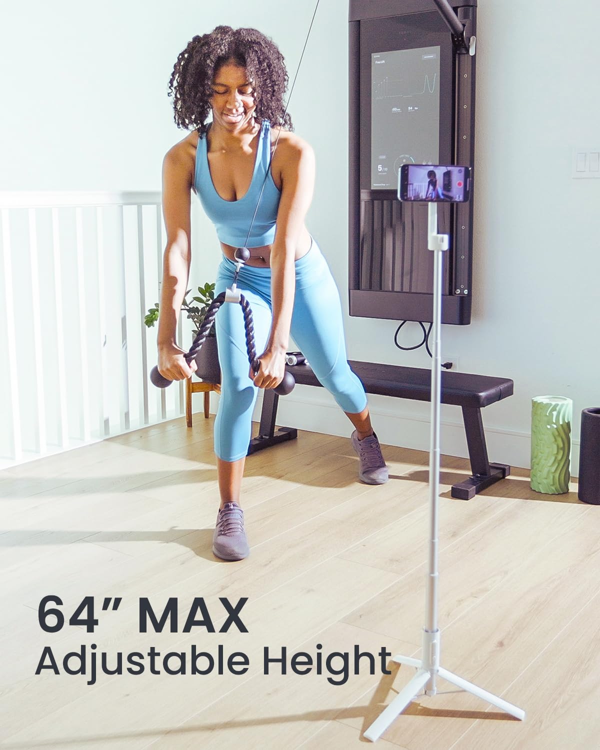 KraftGeek Magnetic Selfie Stick Tripod for iPhone, 64β Phone Tripod for Magsafe, Travel Tripod Stand with Remote for Cell Phone iPhone 16 Pro Max