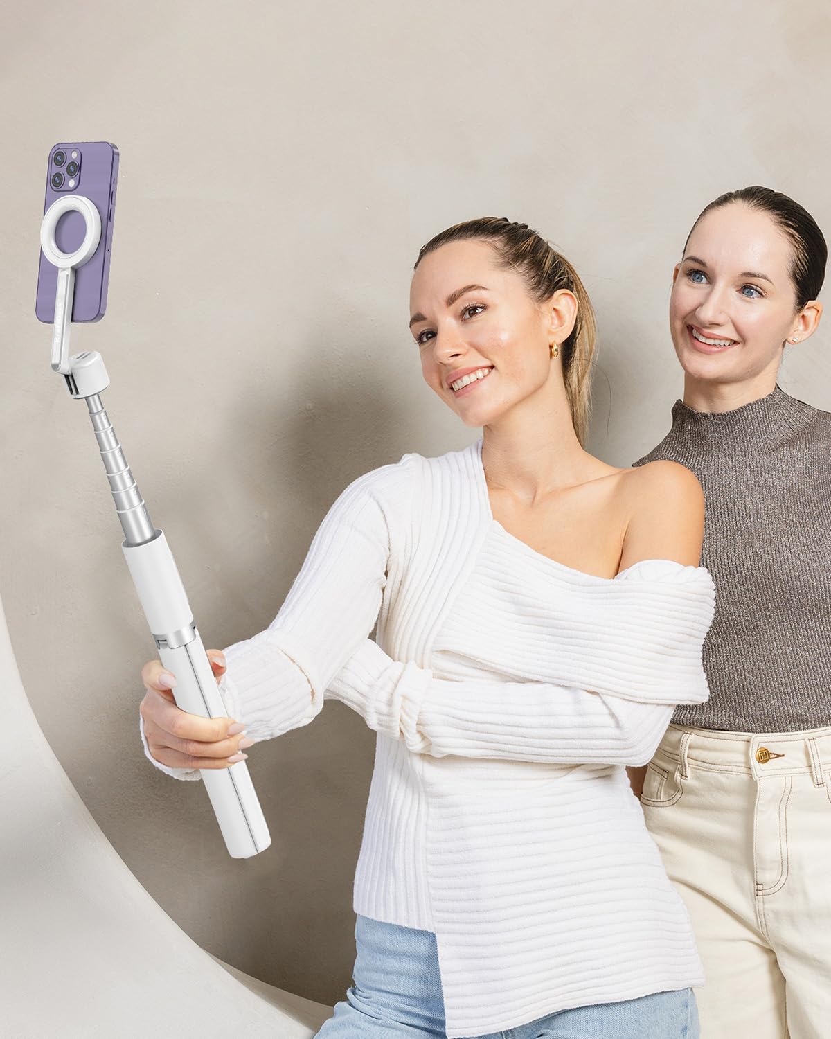 KraftGeek Magnetic Selfie Stick Tripod for iPhone, 64β Phone Tripod for Magsafe, Travel Tripod Stand with Remote for Cell Phone iPhone 16 Pro Max