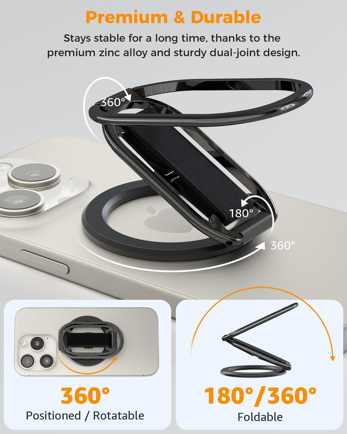 [2025 Newest] SUPERONE for MagSafe Phone Grip for MagSafe Kickstand Compatible with MagSafe Finger Loop, 4-in-1 Phone Ring Holder Strap for MagSafe iPhone 16/15/14/13/12 Series