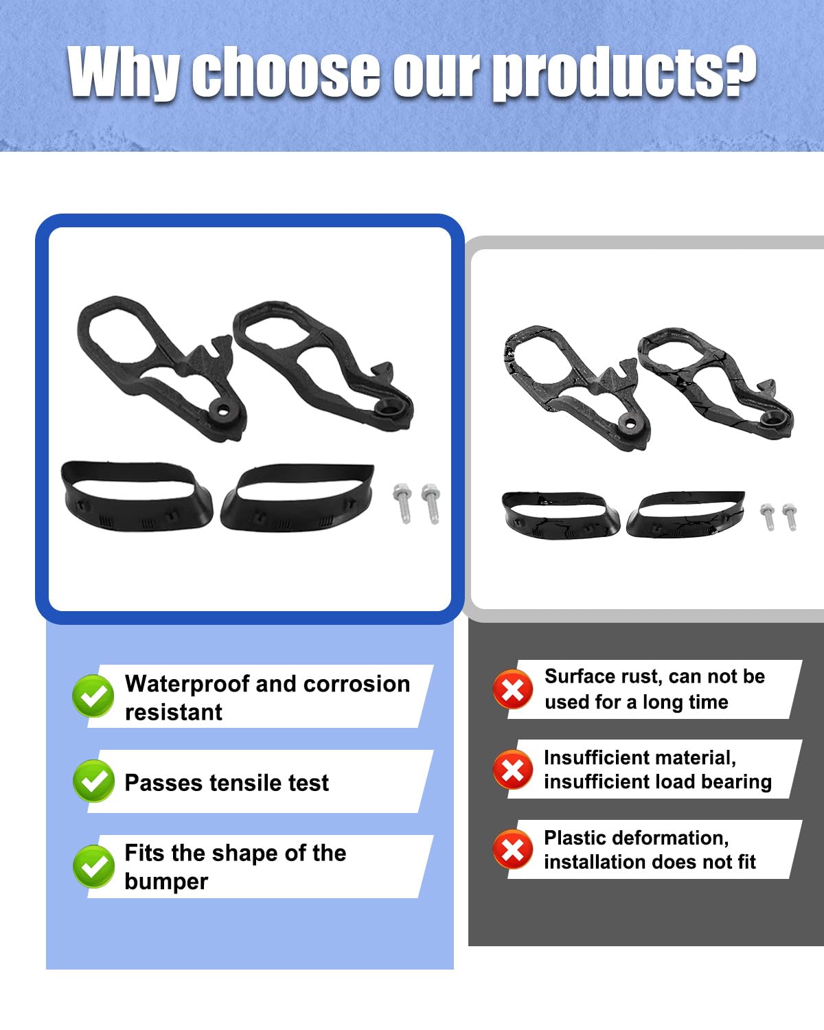 MEPARERI Ram 1500 Front Tow Hooks with Bumper Bezels Fit for 2019-2023 Dodge Ram 1500 Replace#82215268AB 68272944AB 68272945AB