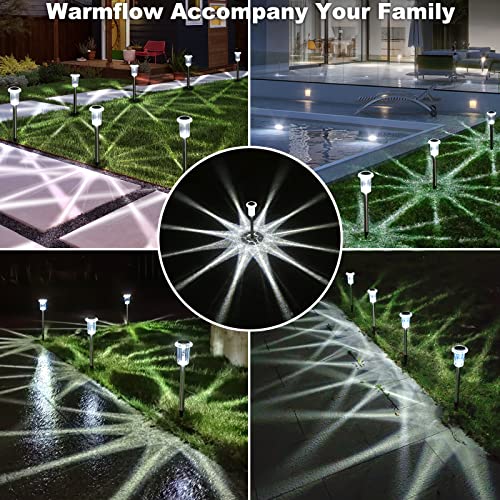LIANGLOME Solar Outdoor Lights - IP65 Waterproof Solar Pathway Lights Stainless Steel Solar Lights Outdoor for Yard Patio Lawn Walkway and Landscape Cool White (16 Pack)