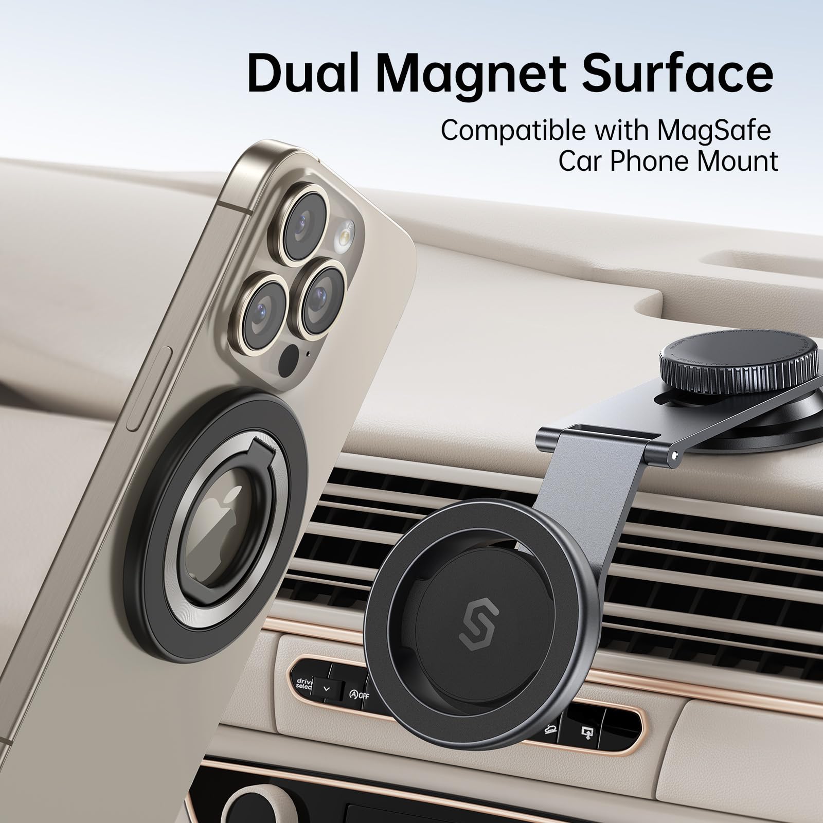 SYNCWIRE Upgraded Magnetic Phone Ring Holder for MagSafe, Magnetic Cell Phone Grip Stand Finger Ring Kickstand Two-Sided Magnetic Compatible with iPhone 16 Pro Max 15 14 13 12 MagSafe Accessories