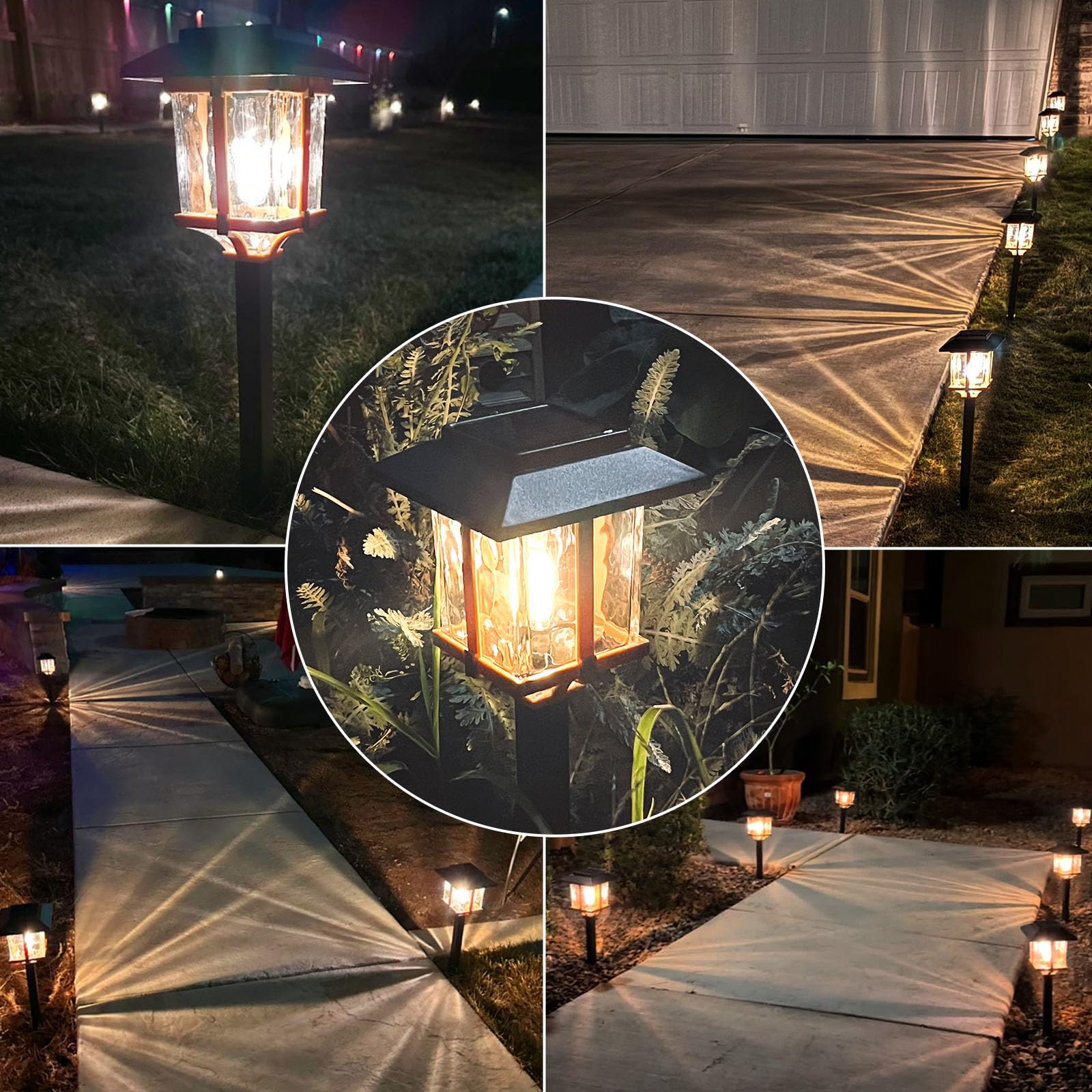 XMCOSY+ Solar Outdoor Lights Waterproof IP65, Solar-Powered Garden/Yard/Pathway Lights with 20LM Warm White 2-Tone Bronze-Wood Stainless Steel Design for Landscape Driveway Walkway Decorative