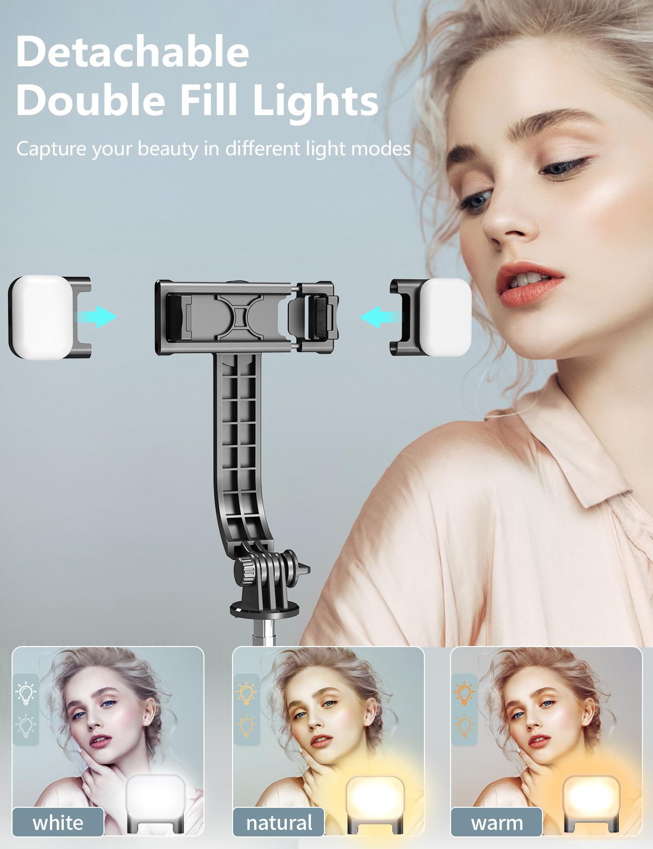 Selfie Stick Tripod with Light, 45'' Selfie Stick with Wireless Remote, Portable Phone Tripod Compatible with iPhone 16/15 Pro Max/15/14 Pro/14/13, Samsung S22/ S23 Ultra/Android Smartphone