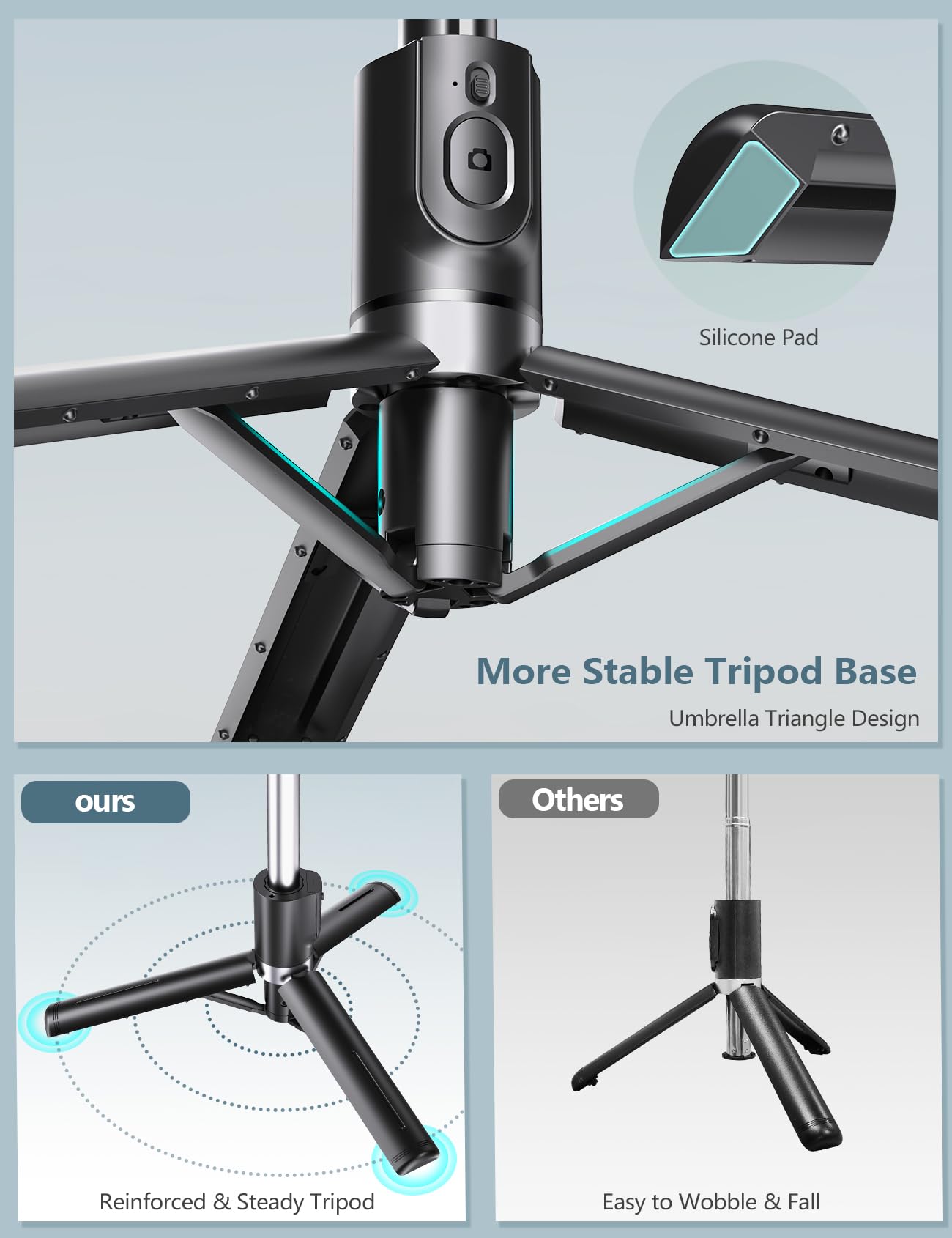 Selfie Stick Tripod with Light, 45'' Selfie Stick with Wireless Remote, Portable Phone Tripod Compatible with iPhone 16/15 Pro Max/15/14 Pro/14/13, Samsung S22/ S23 Ultra/Android Smartphone