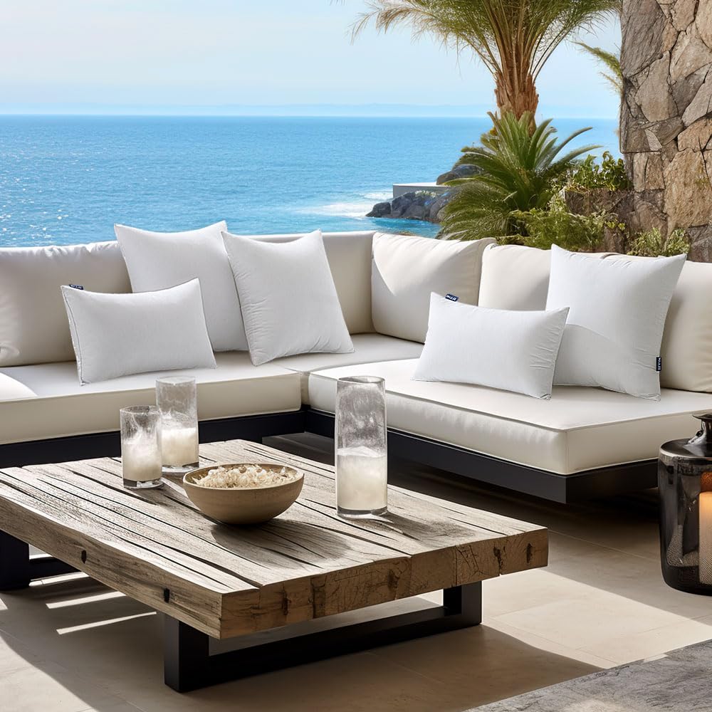 MIULEE Pack of 4 18x18 Inch Outdoor Pillow Inserts Waterproof Decorative Throw Pillow Insert, Square Lumbar Garden Pillow Form for Patio Sofa Couch