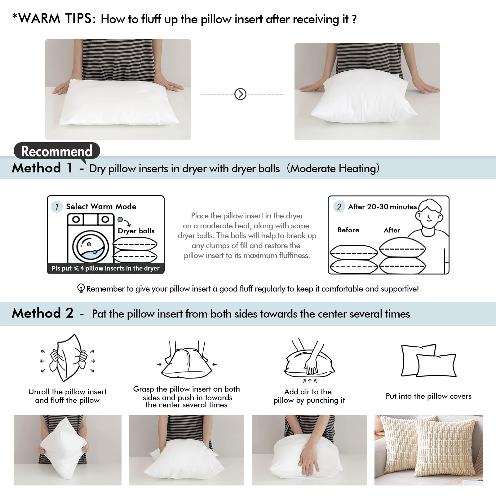 MIULEE Pack of 4 18x18 Inch Outdoor Pillow Inserts Waterproof Decorative Throw Pillow Insert, Square Lumbar Garden Pillow Form for Patio Sofa Couch
