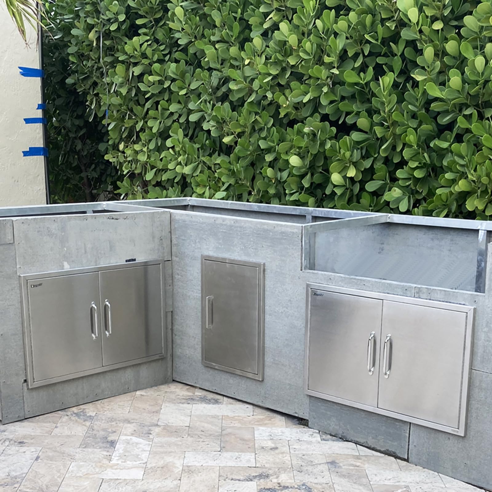 BBQ Future Outdoor Kitchen Access Doors 24W x 24H, Grill Double Door Brushed Stainless Steel Storage Cabinet for Grilling Station & BBQ Island