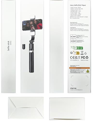 Selfie Stick Tripod with Light, 45'' Selfie Stick with Wireless Remote, Portable Phone Tripod Compatible with iPhone 16/15 Pro Max/15/14 Pro/14/13, Samsung S22/ S23 Ultra/Android Smartphone