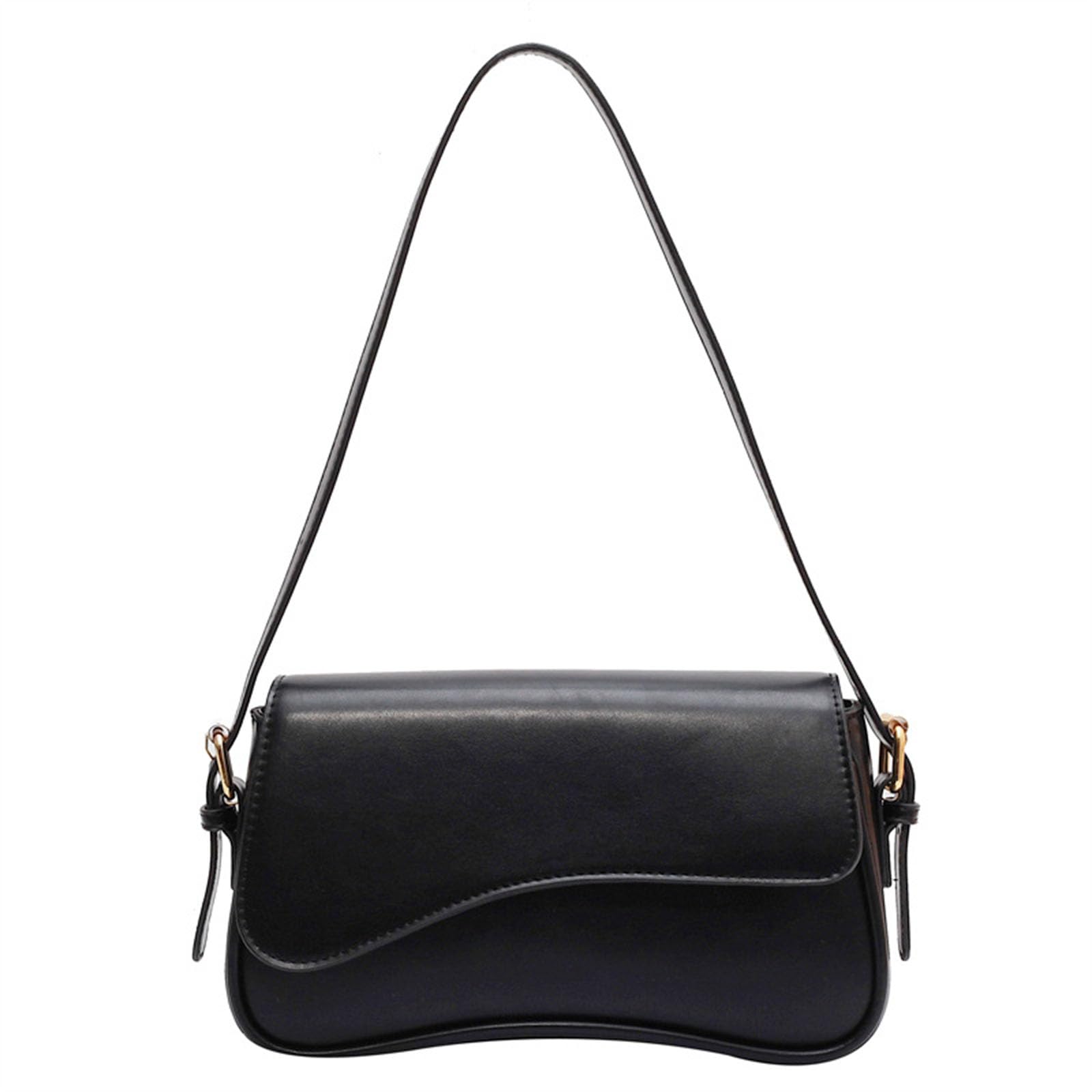 Shoulder Bag for Women Y2K Trendy Purse Vegan Leather Hobo Handbags Clutch Saddle Bag with 2 Removable Strap (black)