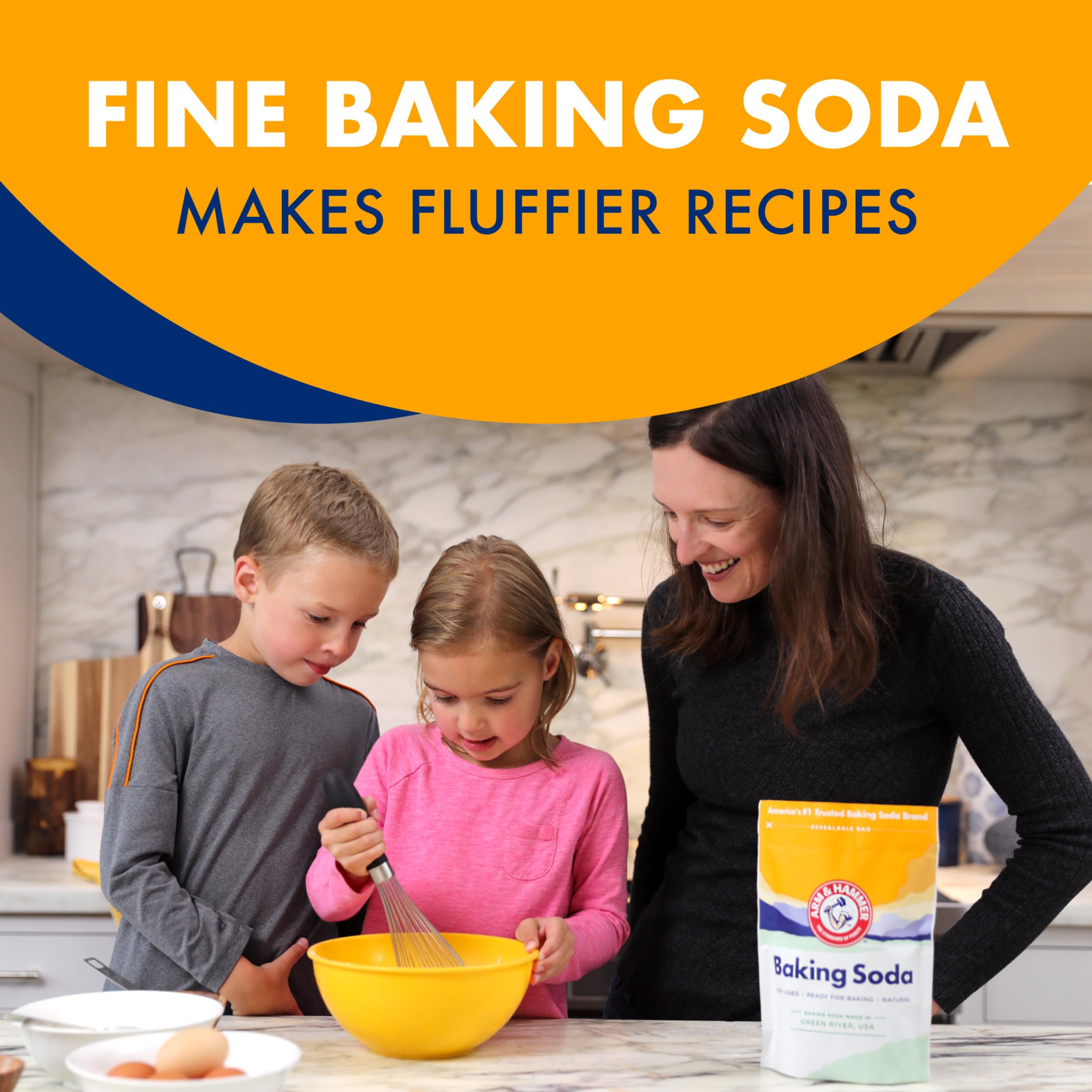 ARM & HAMMER Baking Soda Made in USA, Ideal for Baking, Pure & Natural, 2.7lb Bag