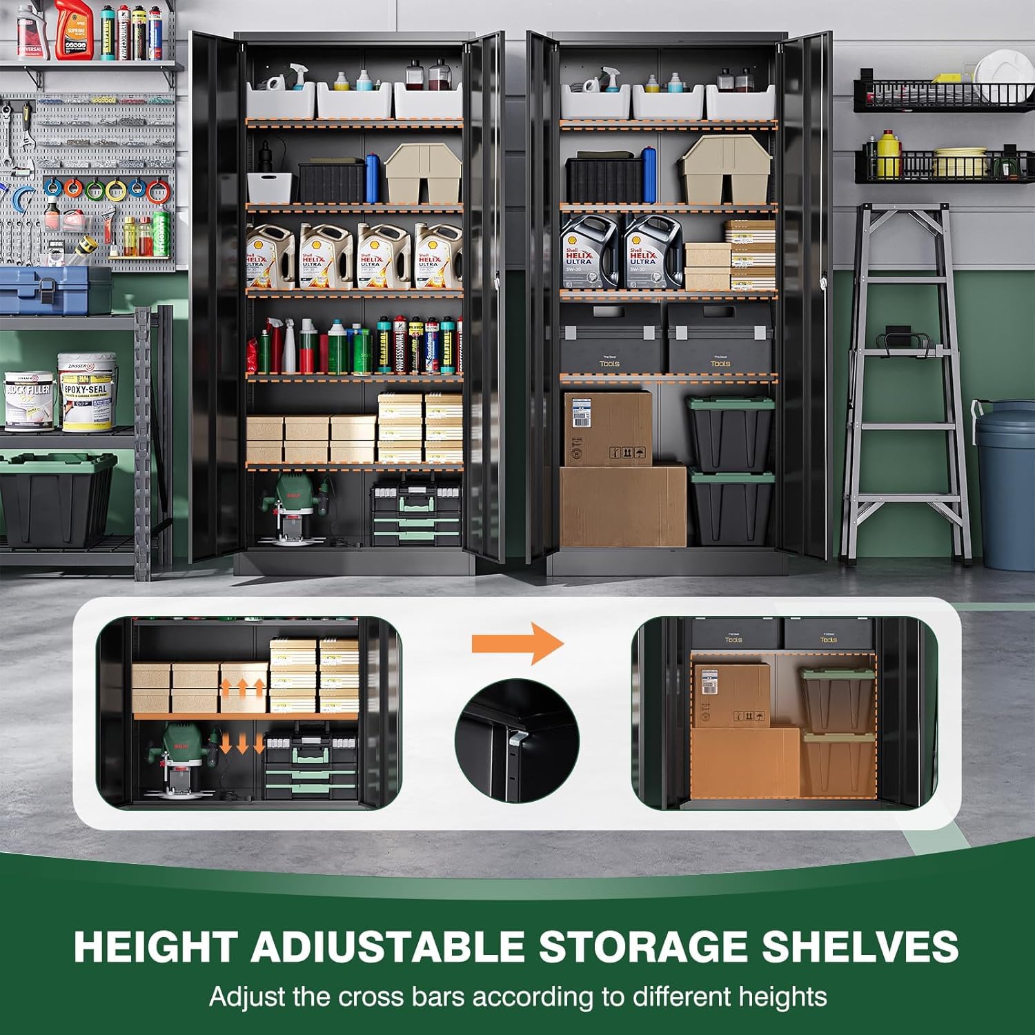Letaya Metal Garage Storage Cabinets with Lock Door and Adjustable Shelves, Steel Tool Cabinets for Home,Office,Warehouse Organisieren (Black)