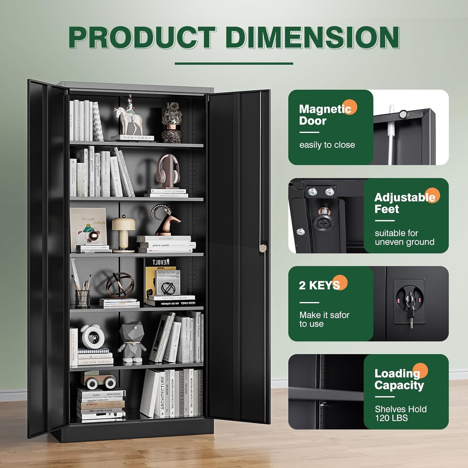 Letaya Metal Garage Storage Cabinets with Lock Door and Adjustable Shelves, Steel Tool Cabinets for Home,Office,Warehouse Organisieren (Black)