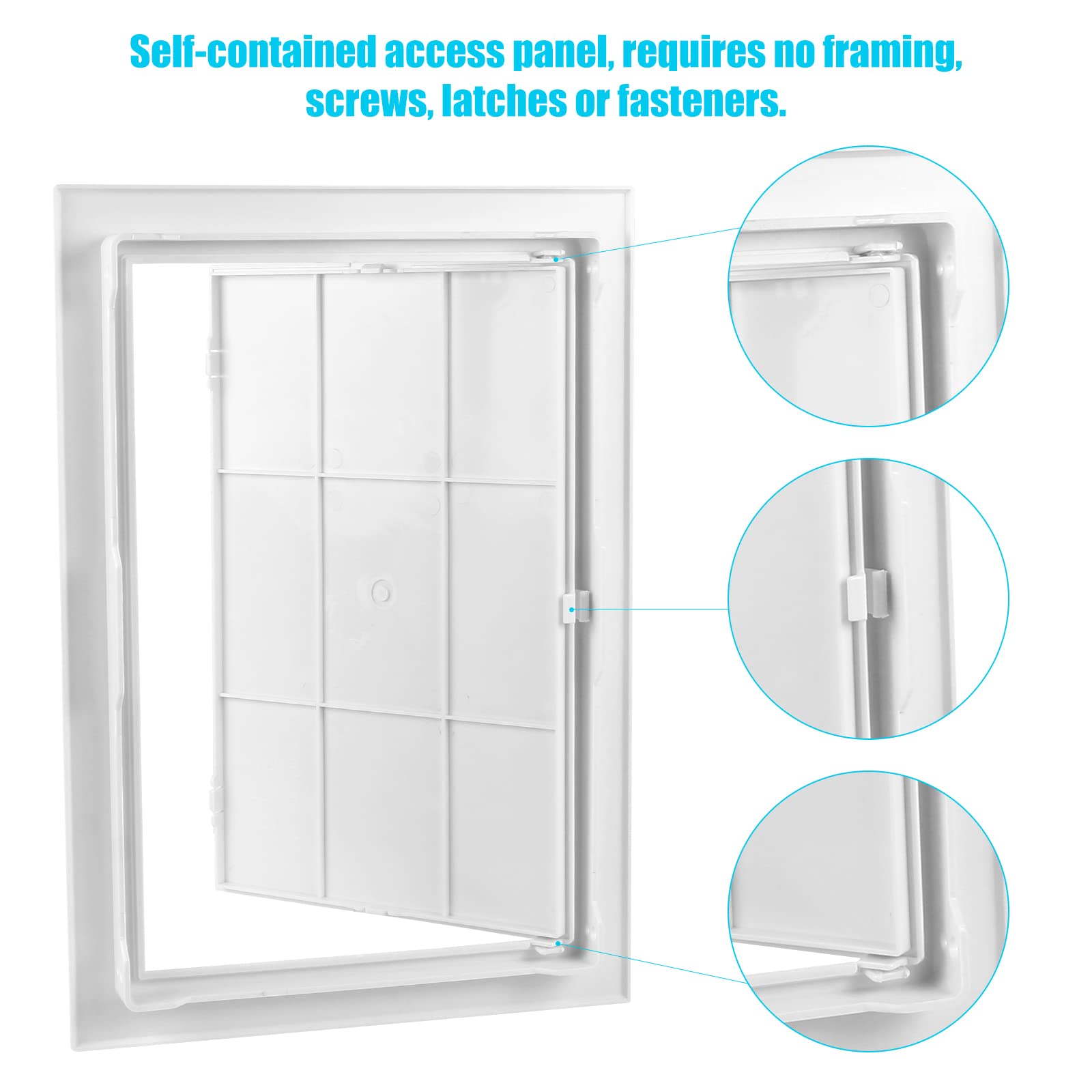 CABAX 8x12 inch Plastic Access Panel for Drywall Ceiling Reinforced Plumbing Wall Access Doors Removable Hinged, White