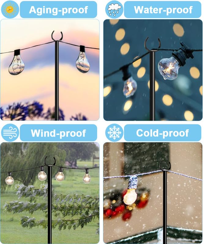 Sungaryard String Light Pole Stand for Outdoor String Lights Hanging, Use for Backyard, Garden, Patio, Party, Festival, Wedding, Picnic, 10FT, Matte, 1 Pole