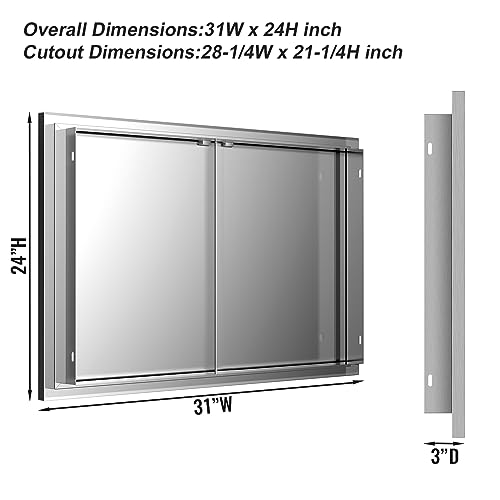 KODOM Outdoor Kitchen Doors - 31W x 24H Inch Double BBQ Access Doors, 304 Stainless Steel for Outdoor Kitchen Cabinet Grill Station or BBQ Island