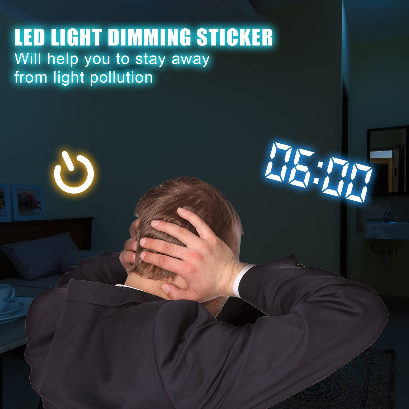 2pcs Light Blocking Stickers, Light Dimming LED Filters for Routers,Clocks and Electrical Appliances, LED Covers Blackout (White)